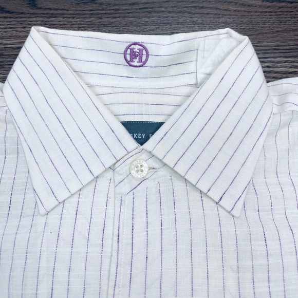 Hickey Freeman | Shirts | Hickey Freeman White Wpurple Stripe Linen ...